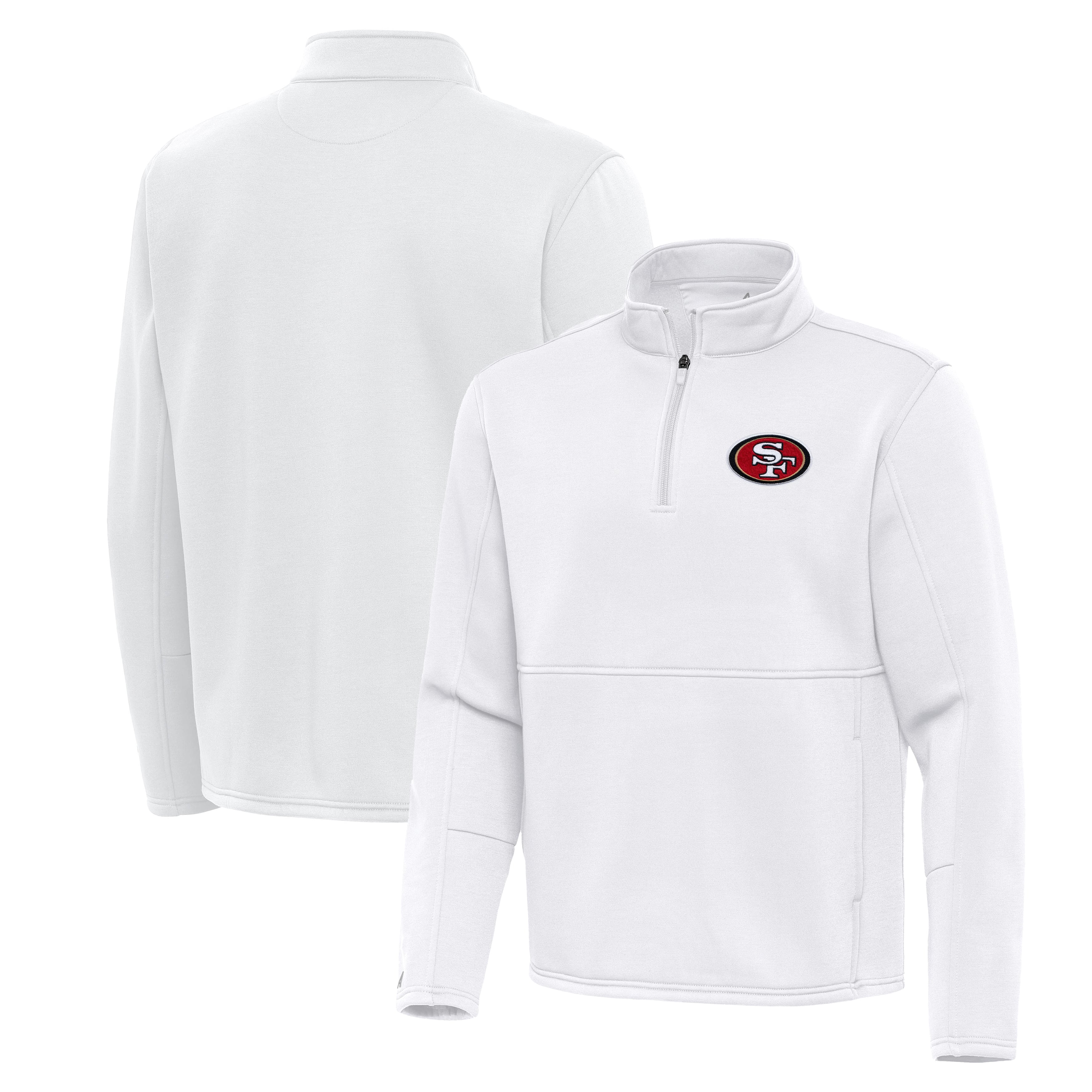 Men's San Francisco 49ers Antigua White Twist Quarter-Zip Pullover Jacket